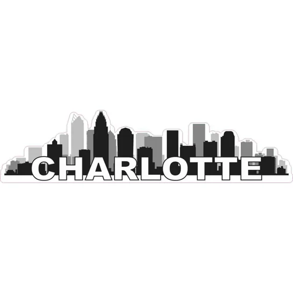 DOPASTICKER Large Letters Charlotte Skyline Sticker North Carolina Car ...