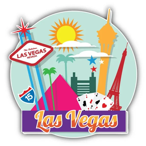 DOPASTICKER Las Vegas City Usa Cartoon Label Car Sticker Phone Decal ...
