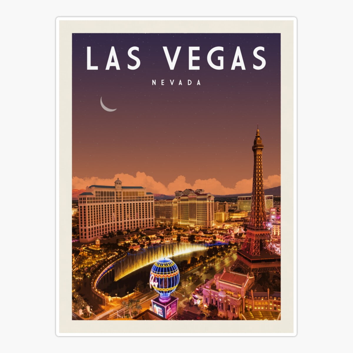 DOPASTICKER Las Vegas Nevada Travel Poster Sticker, Phone Sticker Car ...