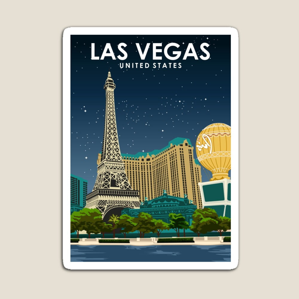 DOPASTICKER Las Vegas United States Vintage Minimal Retro Travel Poster ...