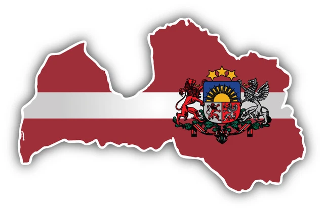 DOPASTICKER Latvia Map Flag Seal Car Sticker Phone Decal Water Bottle ...