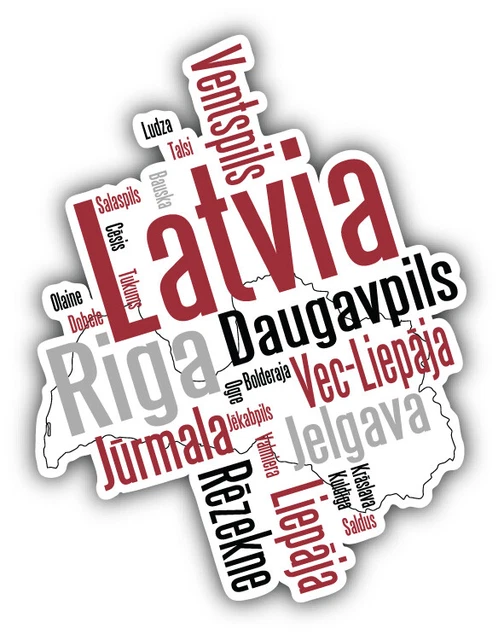 DOPASTICKER Latvia Map Word Cloud Car Sticker Phone Decal Water Bottle ...