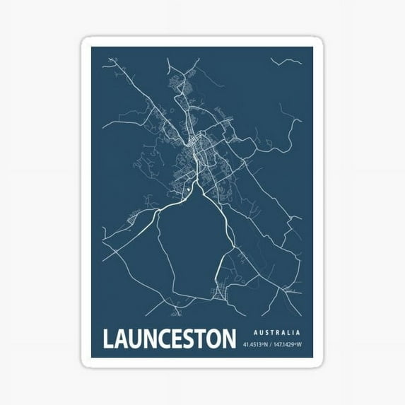 DOPASTICKER Launceston Blueprint City Map Sticker Phone Sticker, Latop ...