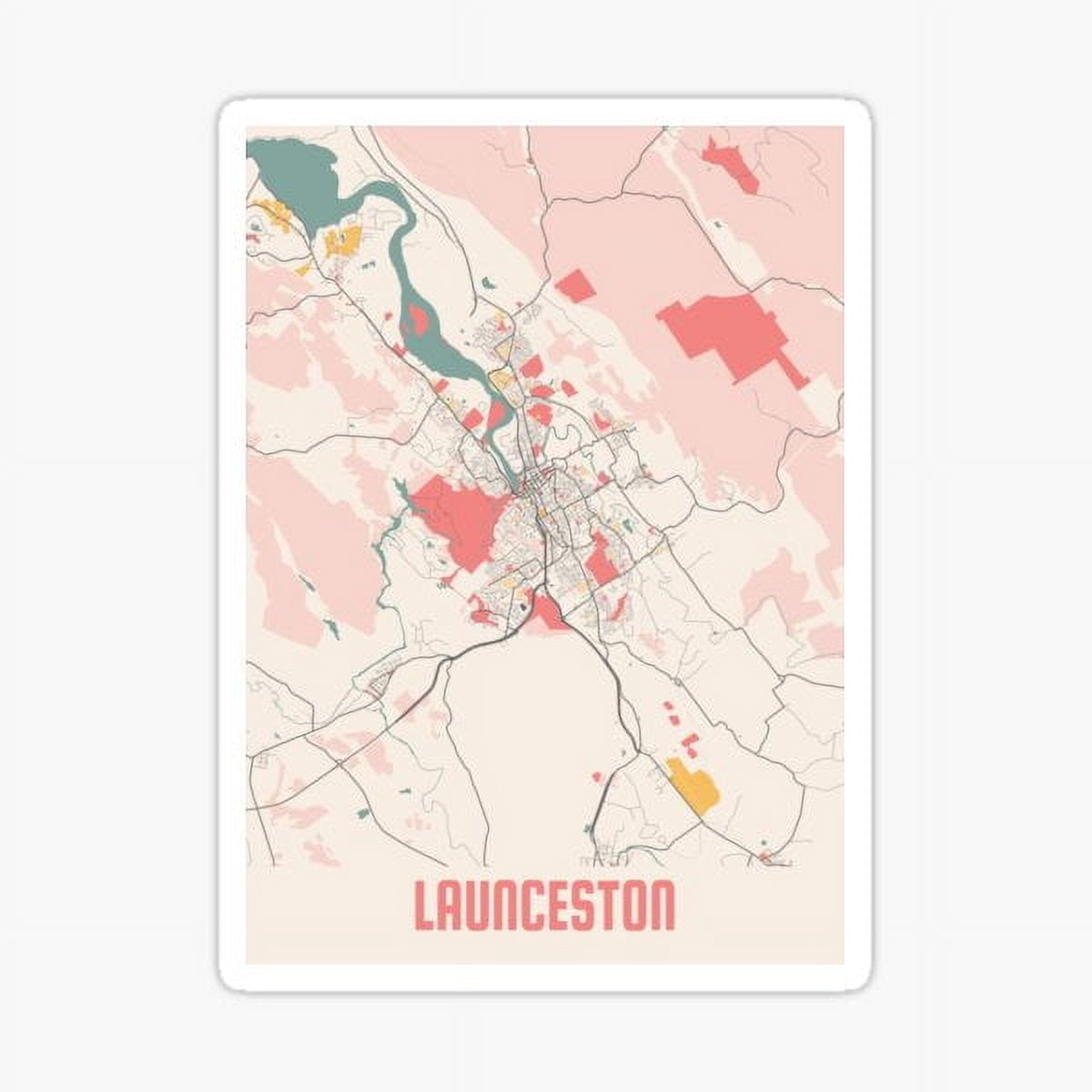 DOPASTICKER Launceston City Map Chalk Retro City Map Poster Sticker ...