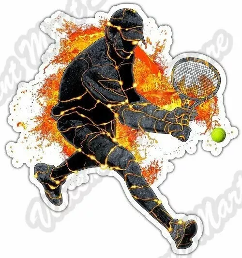 DOPASTICKER Lava Tennis Player Fire Ball Sport Car Window Sticker Decal ...