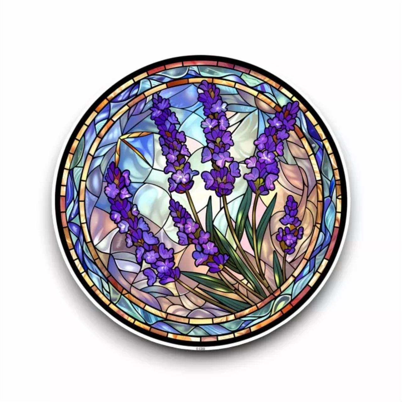 DOPASTICKER Lavender Flower Stained Glass Style Window Design Opaque ...