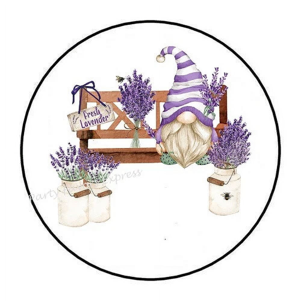 DOPASTICKER Lavender Gnome Benchfavor Decorative Laptop, Phone Stickers, Waterproof Decals Water ...
