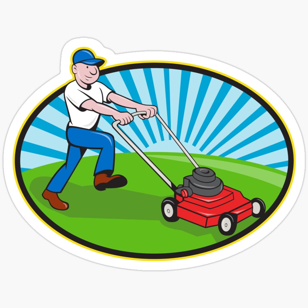 DOPASTICKER Lawn Mower Man Gardener Sticker Phone Decal Water Bottle ...