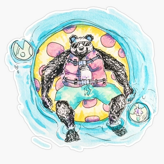 DOPASTICKER Lazy River Panda Sticker, Phone Sticker Water Bottle ...