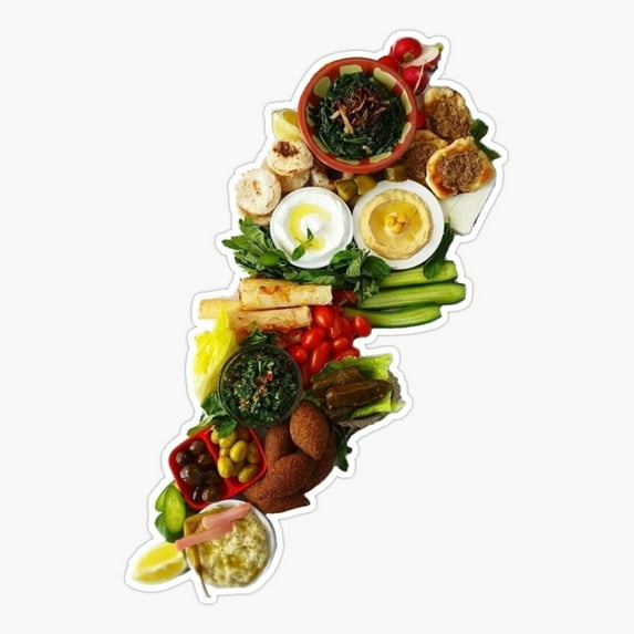 DOPASTICKER Lebanese Food Map Sticker, Phone Sticker Water Bottle ...