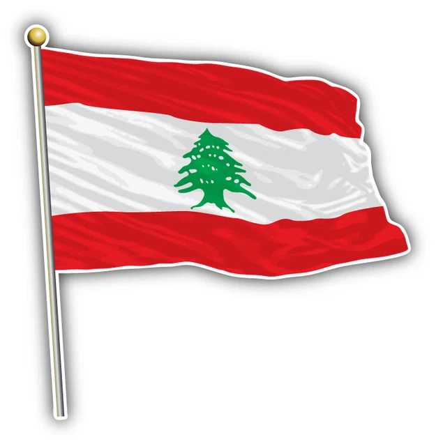 DOPASTICKER Lebanon Waving Flag Car Sticker Phone Decal Water Bottle ...