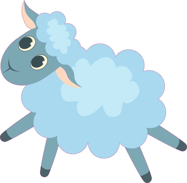 DOPASTICKER Left Facing Baby Blue Sheep Sticker Phone Sticker, Latop ...
