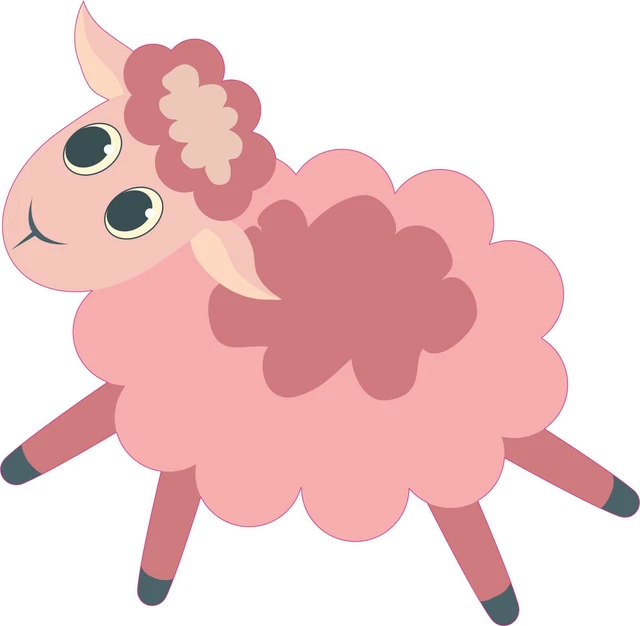 DOPASTICKER Left Facing Pink Dark Light Sheep Sticker Phone Sticker ...