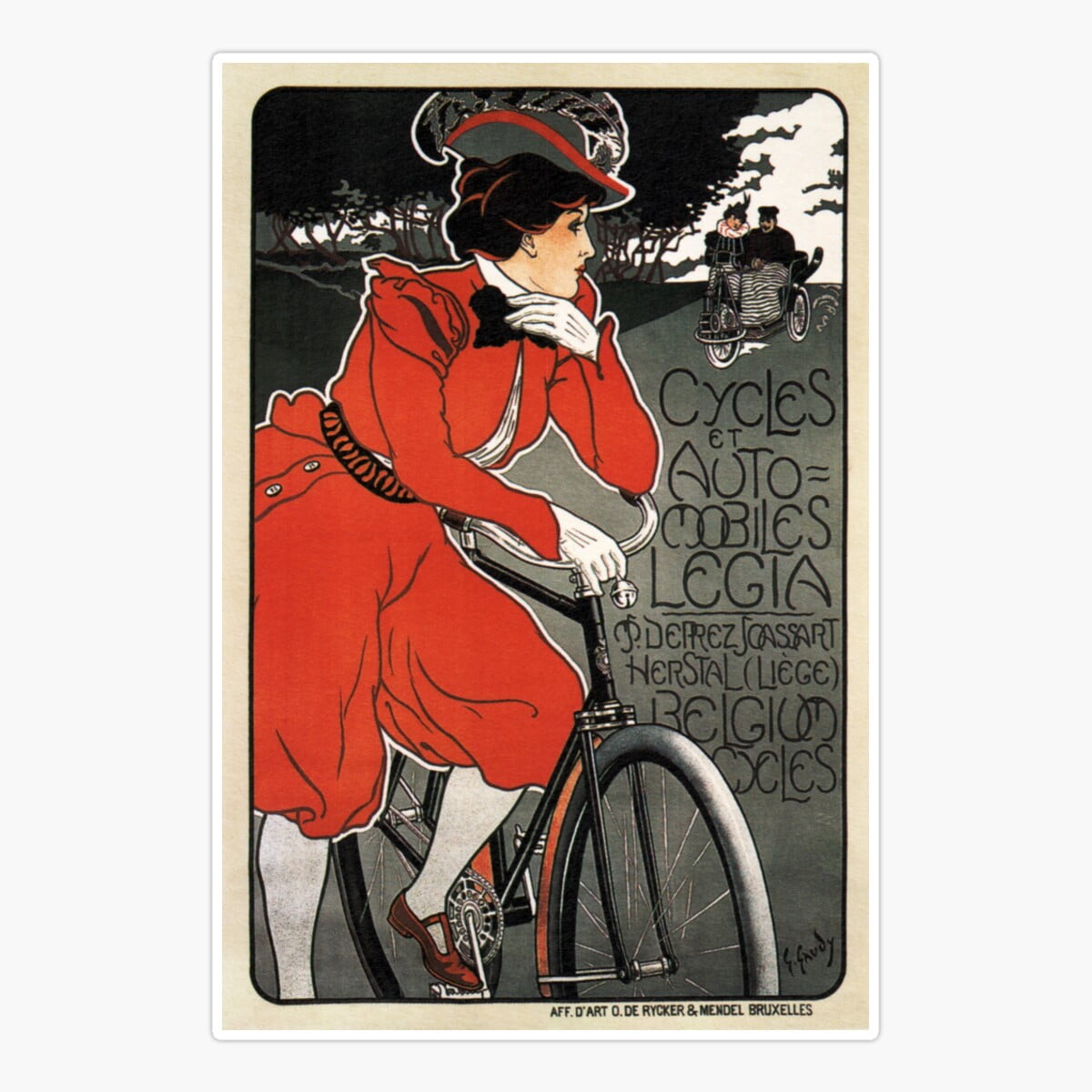 DOPASTICKER Legia Cycles Belgium Art Nouveau Vintage Bicycle ...