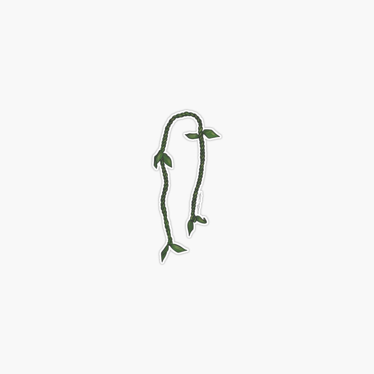 DOPASTICKER Lei La'I - Ti Leaf Lei, Minimalist Hawaiian Leaf Lei ...