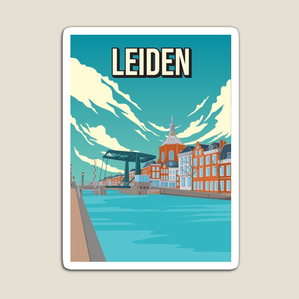 DOPASTICKER Leiden Dutch Cityscape Travel Poster Decorative Laptop ...