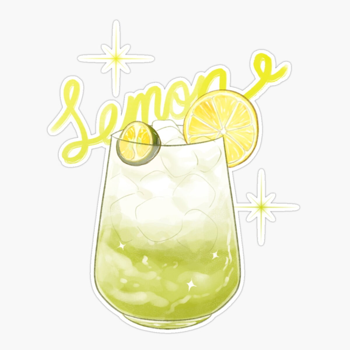 DOPASTICKER Lemon And Green Grape Drink Sticker, Phone Sticker Water ...