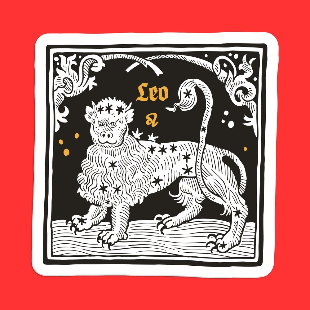 DOPASTICKER Leo Zodiac Sticker, Majestic Lion Decal, Mystical Astrology ...