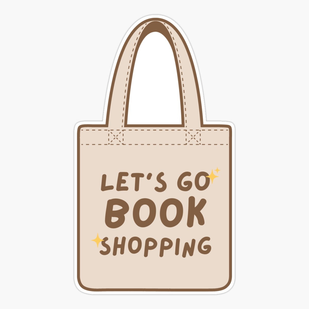 DOPASTICKER Let'S Go Book Shopping Cute Beige And Brown Tote Bag ...