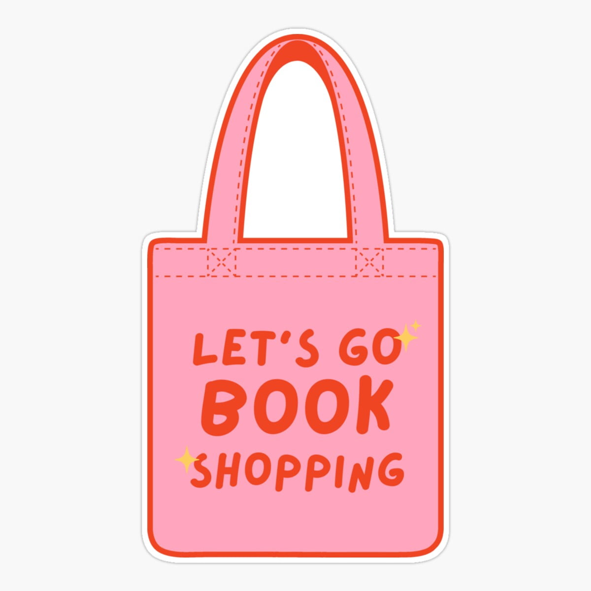 DOPASTICKER Let'S Go Book Shopping Cute Pink And Orange Tote Bag ...