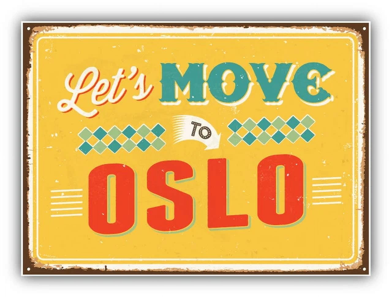 DOPASTICKER Let'S Move To Oslo Vintage Travel Label Sticker Decal Phone Decal Water Bottle ...