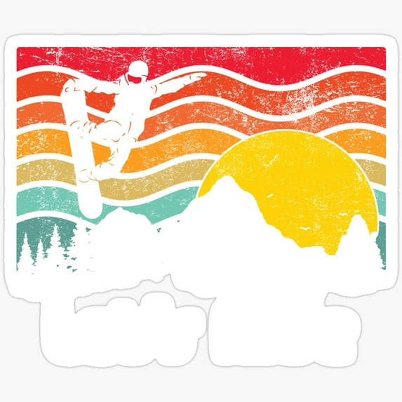 DOPASTICKER Let'S Ride The Slopes Cool Snowboarding Retro Vintage 80S ...