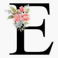 DOPASTICKER Letter E Botanical Monogram Floral Pink Rose Flowers E ...