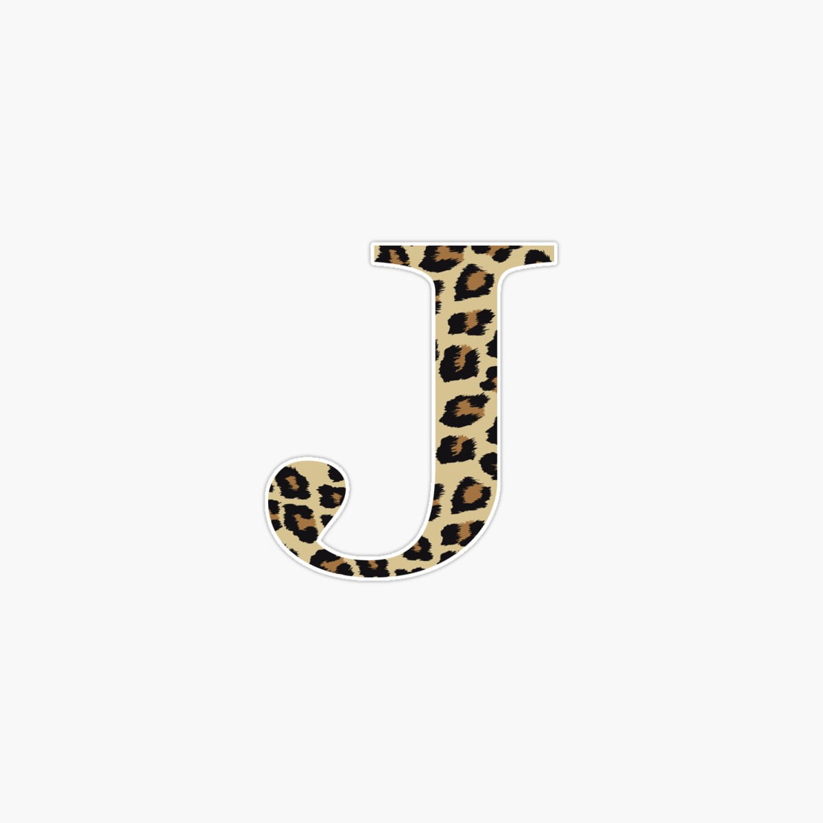 DOPASTICKER Letter J Leo.Pard Cheetah Monogram Initial Sticker, Phone ...