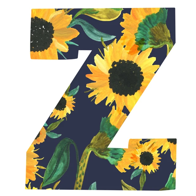 DOPASTICKER Letter Z Sticker Inspirational Sunflowers Summer Flower ...