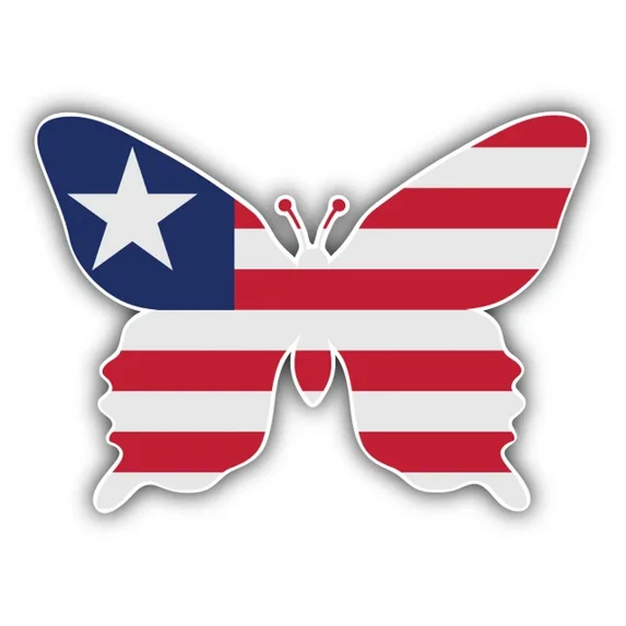 DOPASTICKER Liberia Butterfly Flag Car Sticker Phone Decal Water Bottle ...