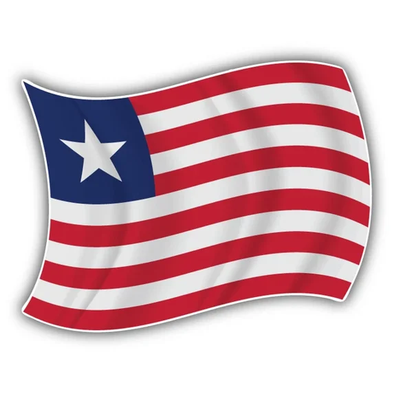 DOPASTICKER Liberia Flag Waving Car Sticker Phone Decal Water Bottle ...
