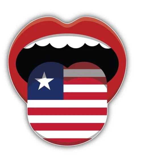 DOPASTICKER Liberia Language Mouth Flag Sticker Decal Phone Decal Water ...
