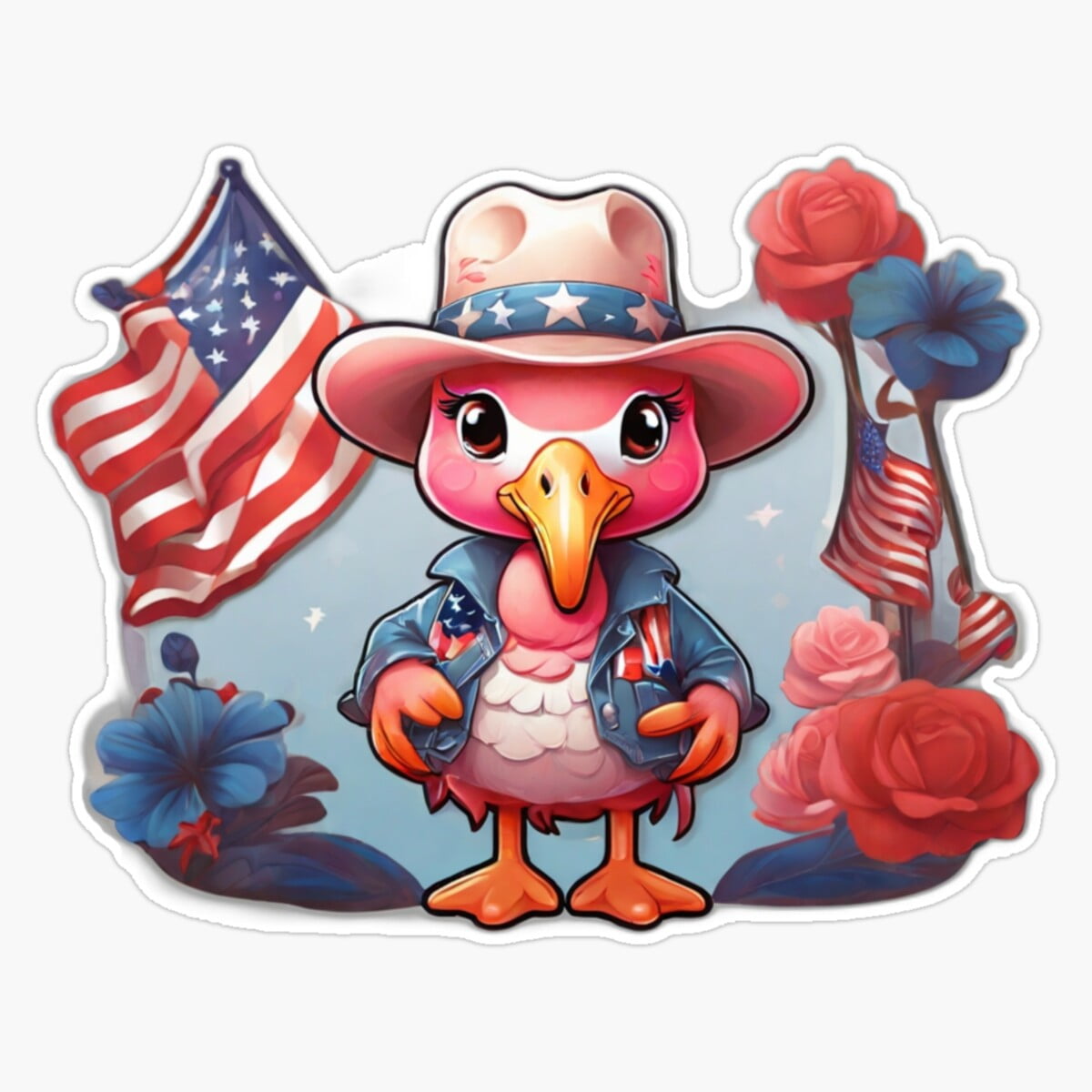 DOPASTICKER Liberty Flamingo Sticker, Phone Sticker Car Stickers ...