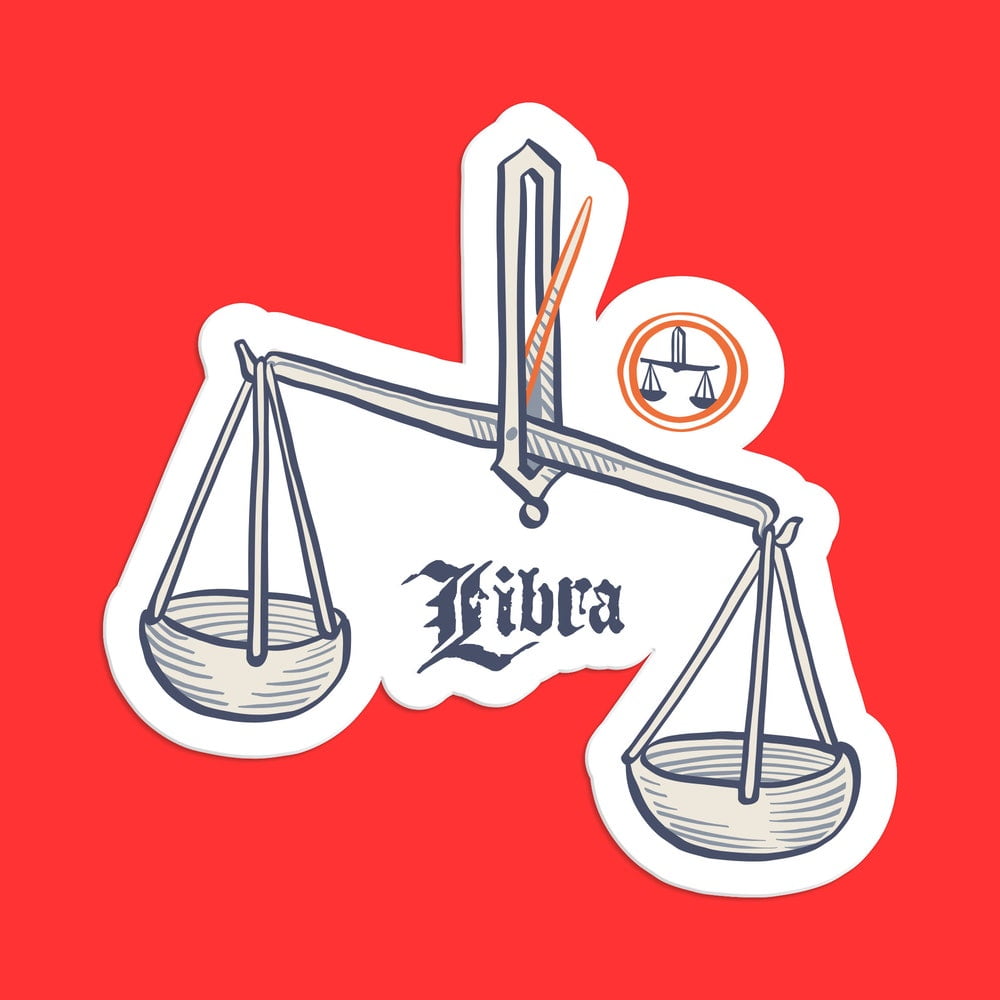 DOPASTICKER Libra Zodiac Sticker, Scales Decal, Vintage Astrology Art ...