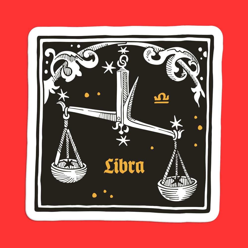 DOPASTICKER Libra Zodiac Sticker, Vintage Scale Decal, Mystical ...