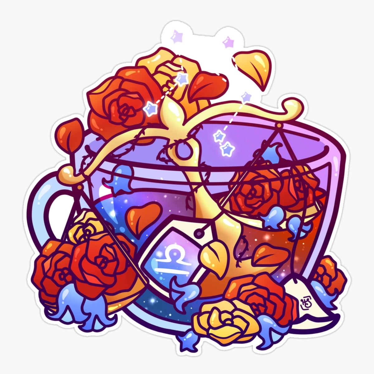 DOPASTICKER Libra Zodiac Teacup Sticker, Phone Sticker Car Stickers ...