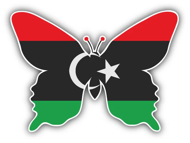 DOPASTICKER Libya Flag Butterfly Car Sticker Phone Decal Water Bottle ...
