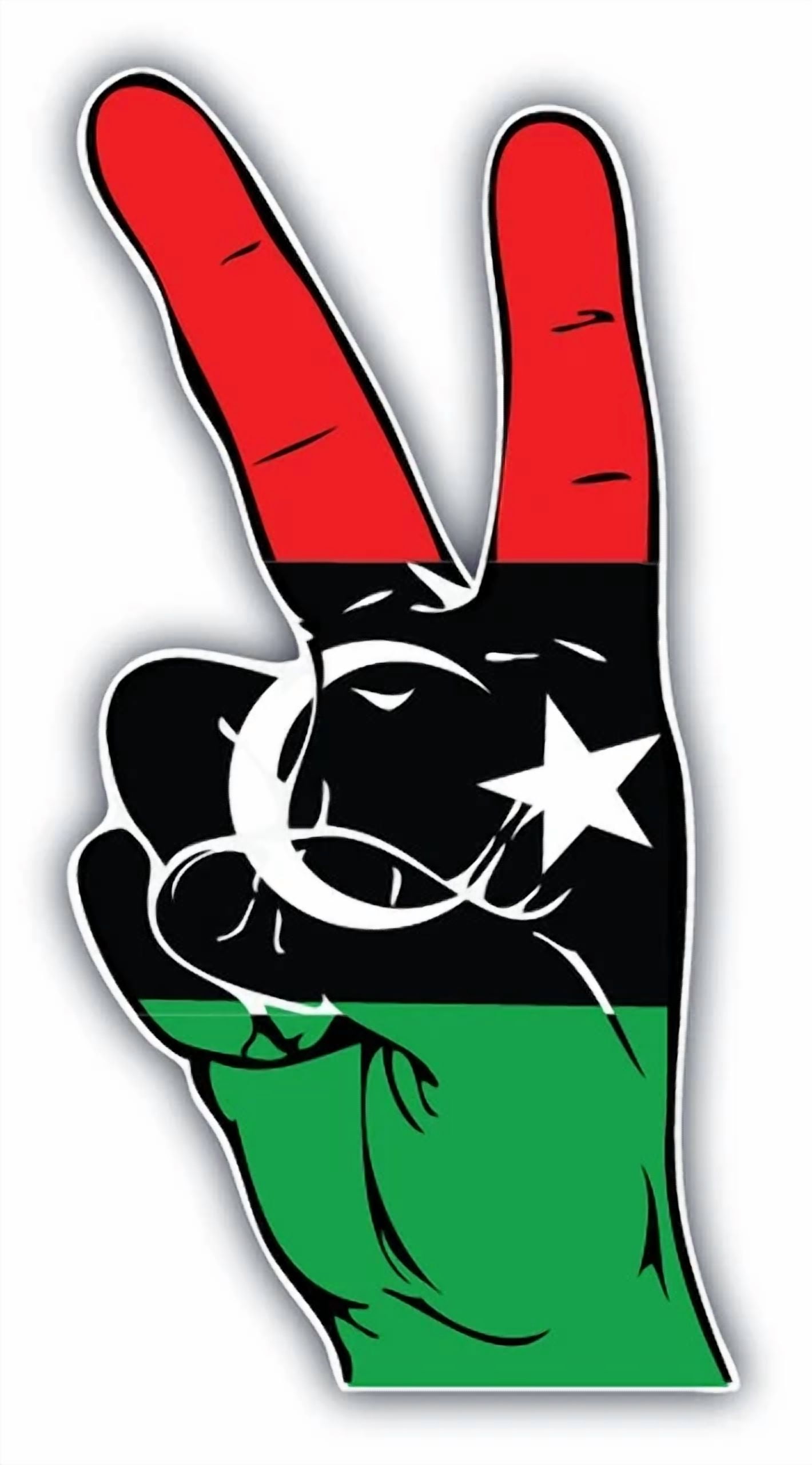 DOPASTICKER Libya Flag Hand Peace Sign Car Sticker Phone Decal Water ...