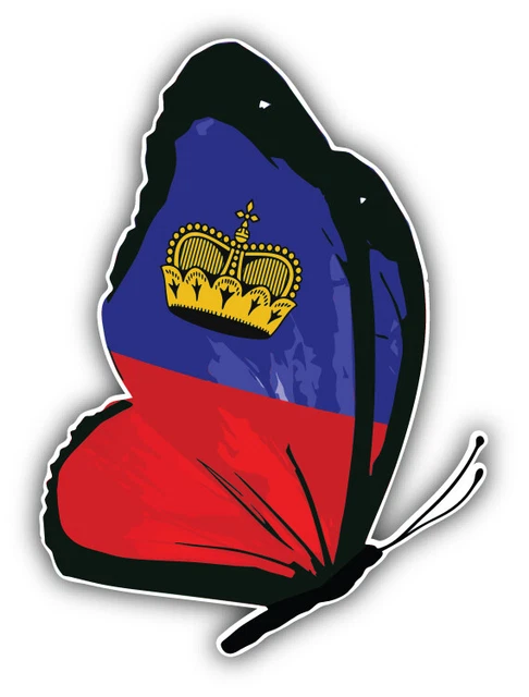 DOPASTICKER Liechtenstein Flag Butterfly Car Sticker Phone Decal Water ...