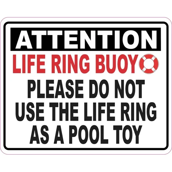 DOPASTICKER Life Ring Pool Safety Warning Sticker Phone Sticker, Latop ...