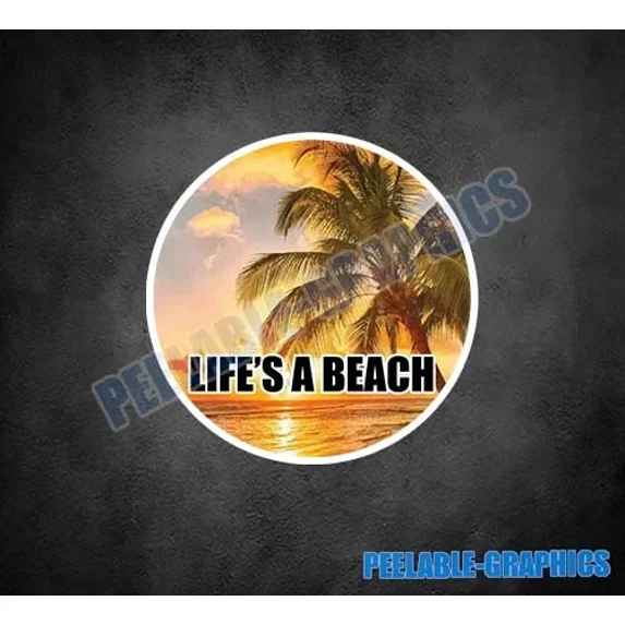 DOPASTICKER Life'S A Beach Palm Trees Tropical Stickerand Surf Sticker ...