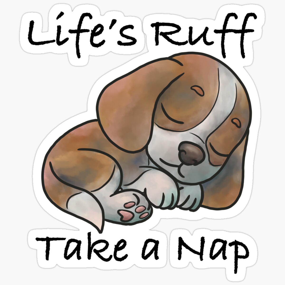 DOPASTICKER Life'S Ruff Take A Nap - Beagle Sticker, Waterproof Decal ...