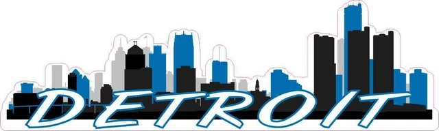DOPASTICKER Light Blue Detroit Skyline Sticker Phone Sticker, Latop ...