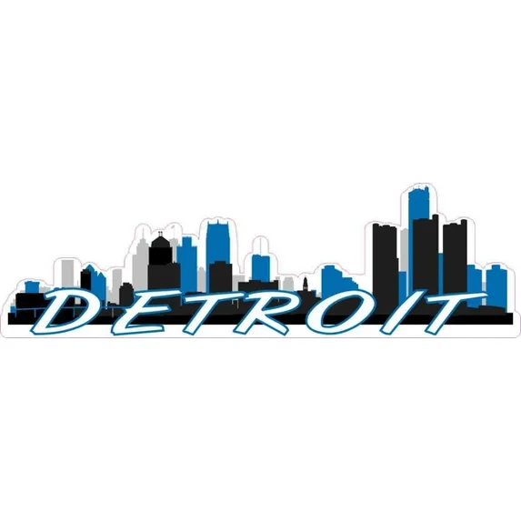 DOPASTICKER Light Blue Detroit Skyline Sticker Phone Sticker, Latop ...