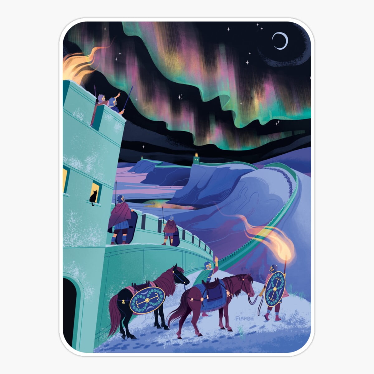 DOPASTICKER Lights Over Hadrians Wall Sticker, Phone Sticker Car ...