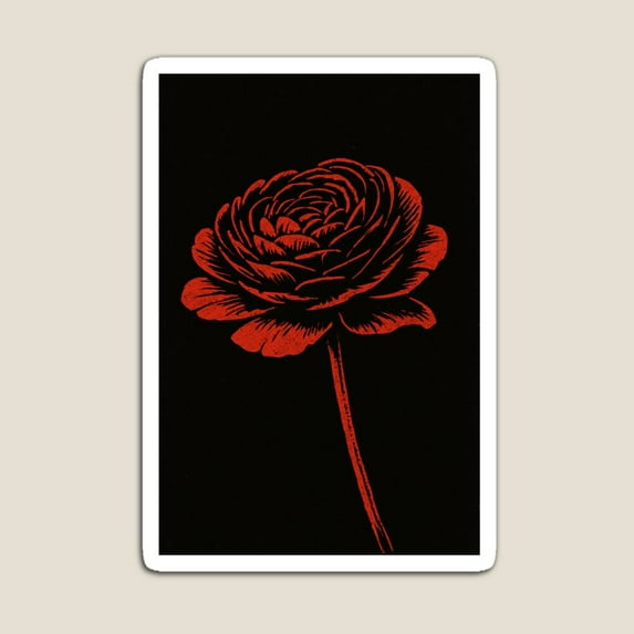 DOPASTICKER Linocut Style Red Flower Ai Enhanced From Original ...