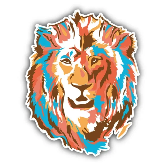 DOPASTICKER Lion Head Art Sticker Phone Water Bottle Stickers, Cars ...