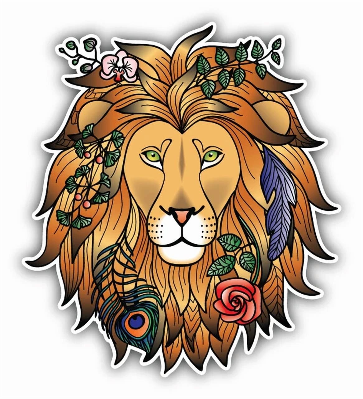 DOPASTICKER Lion Head Bumper Sticker Decal Phone Decal Water Bottle ...