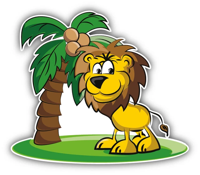 DOPASTICKER Lion Palm Cartoon Car Sticker Phone Decal Water Bottle ...