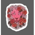 DOPASTICKER Lion Sticker Red Roses Mane Sticker Phone Sticker, Latop ...